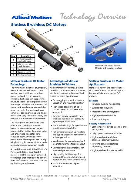 Slotless Brushless DC Motors - Allied Motion