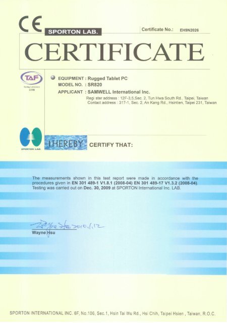 ce emc test report - Samwell Group-RUGGEDBOOK