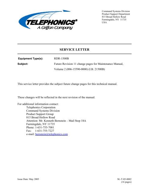 Service Letter 2 (SL-T-05-0002) - Telephonics Corporation