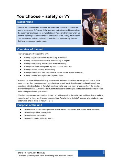 You choose â safety or - Safe-T1