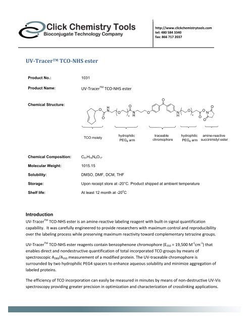 UV-Tracer TCO-NHS ester Data Sheet - KeraFAST