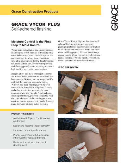 GRACE VYCOR® PLUS Self-adhered flashing - Asdco