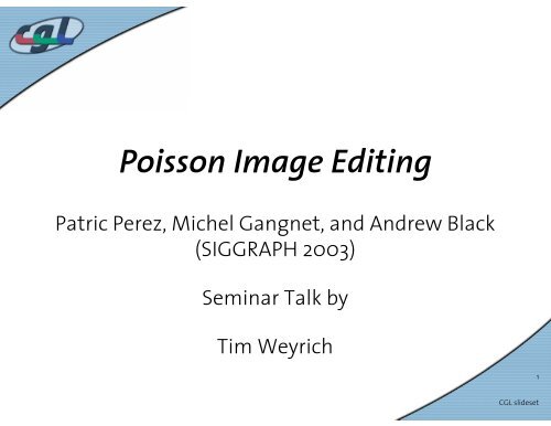 Poisson Image Editing