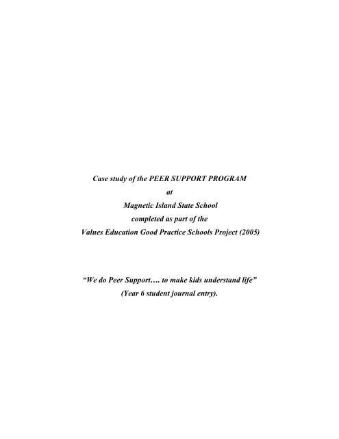 Peer support program - Values Education