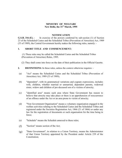 The Scheduled Castes and the Scheduled Tribes - National ...