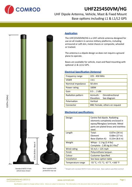 UHF225450VM/HG - Comrod