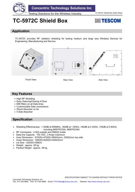 TC-5972C Shield Box - RF Shield Box by Concentric Technology ...