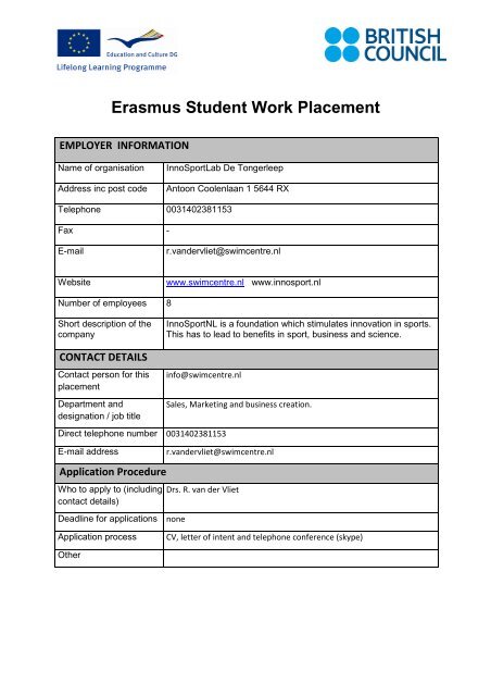 Erasmus Student Work Placement