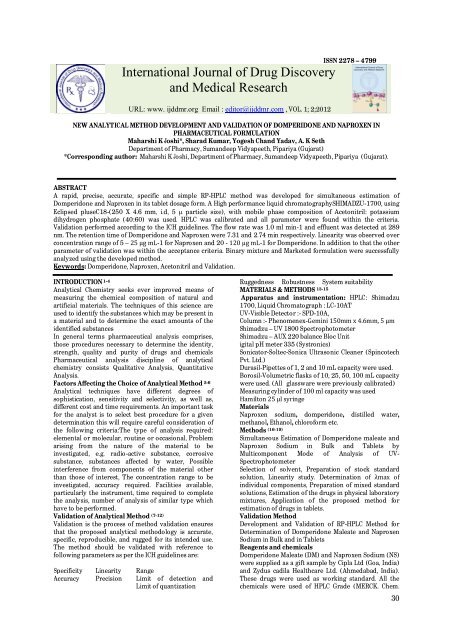 New Analytical Method Development And Validation Of Domperidone