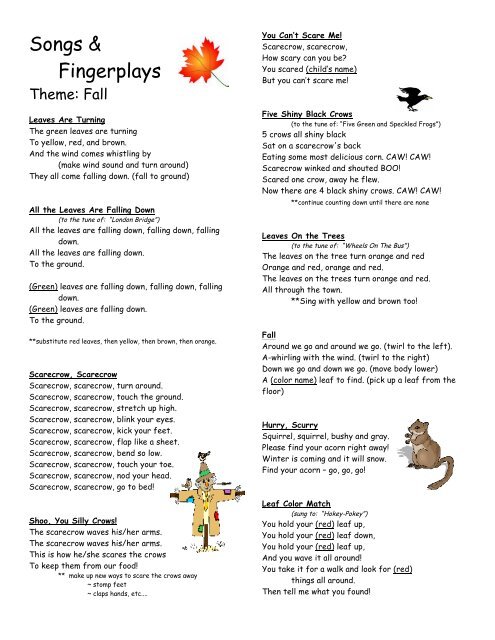 fingerplays fall - Preschool