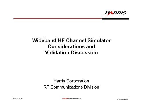 Wideband HF Channel Simulation - HFIA