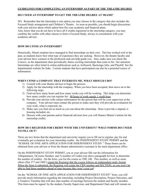 Internship Guidelines [PDF] - Miami University School of Fine Arts