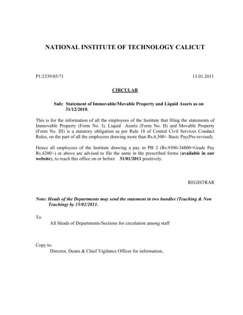 Statement of Immovable/Movable Property and Liquid Assets