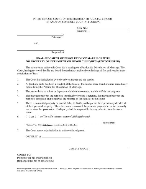 Dissolution Of Marriage