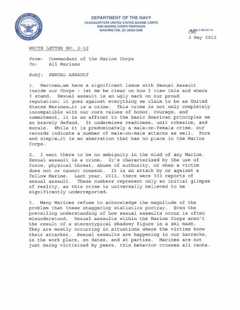 CMC White Letter 2-12 - Headquarters Marine Corps