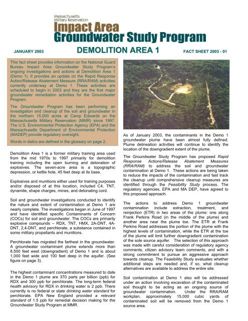 FACT SHEET TITLE - Impact Area Groundwater Study Program