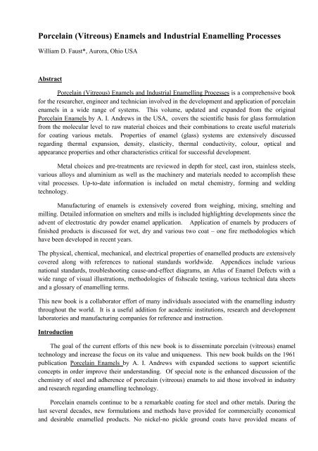 (Vitreous) Enamels and Industrial Enamelling Processes - IEI ...
