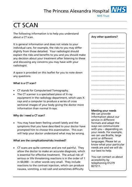 CT Scan with Prep - The Princess Alexandra Hospital | NHS Trust