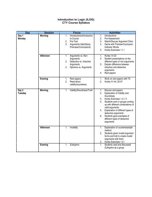 Introduction to Logic (ILOG)