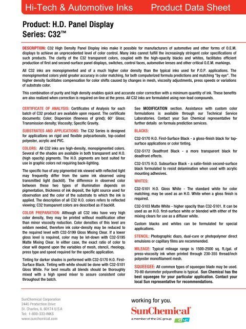 Product Data Sheet Product Data Sheet Hi-Tech & Automotive Inks