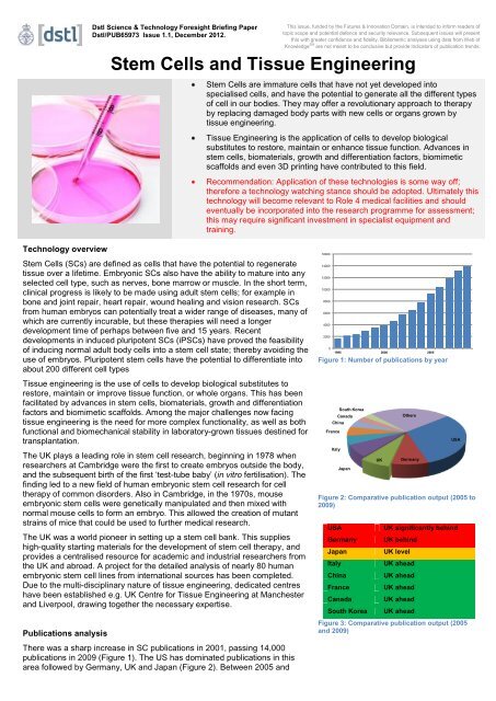 Stem Cells and Tissue Engineering - Dstl