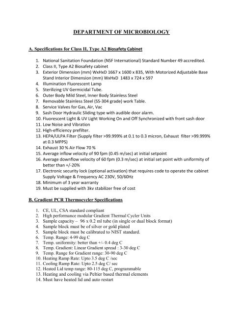 Microbiology Instrument Specification