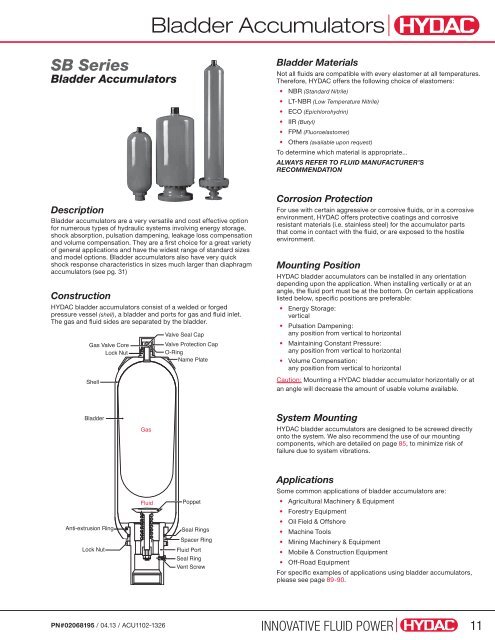 Bladder Accumulators - HYDAC USA