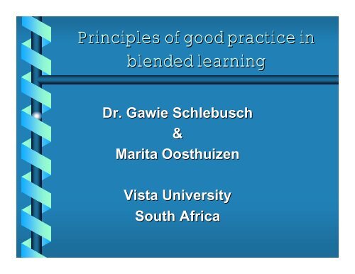 Principles of good practice in blended learning