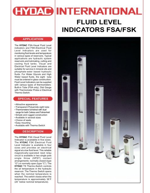 FLUID LEVEL INDICATORS FSA/FSK - Airline Hydraulics
