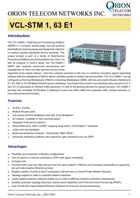 VCL-STM-1 - Orion Telecom Networks