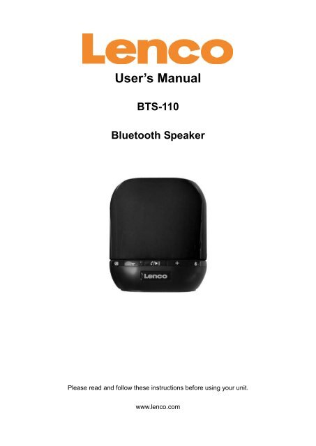 User's Manual - Lenco