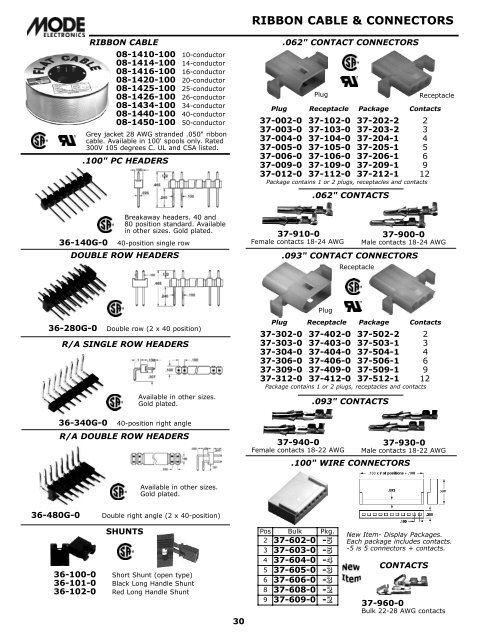 RIBBON CABLE & CONNECTORS - Main Electronics