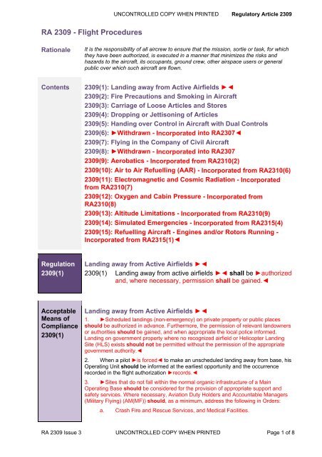 RA2309 Flight Procedures PDF - Military Aviation Authority
