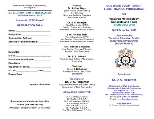 SHORT TERM TRAINING PROGRAMME On Research Methodology