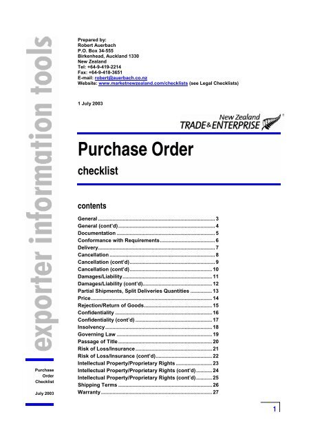 purchase order checklist