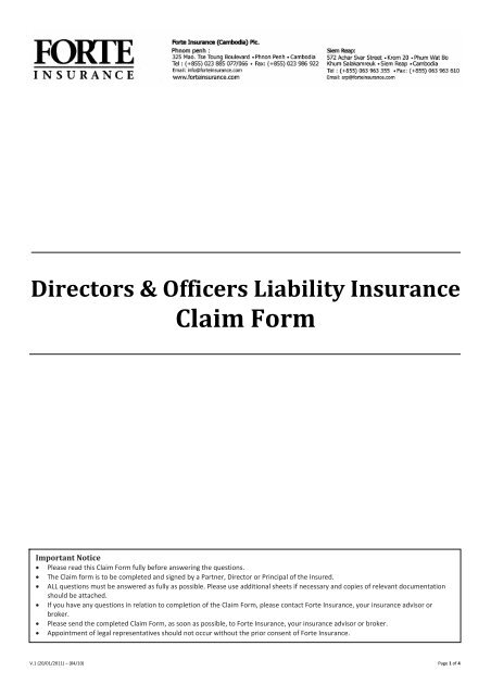 Claim Form - Forte Insurance