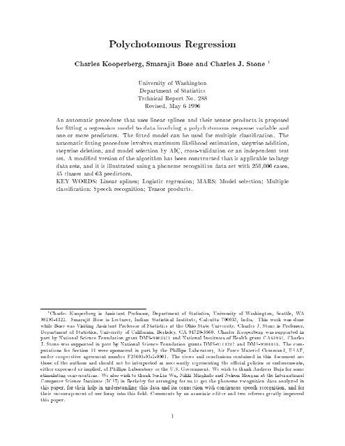 Polychotomous Regression - Library(ISI Kolkata) - Indian Statistical ...