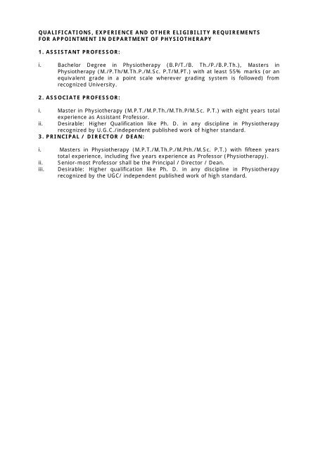 qualifications, experience and other eligibility ... - IASE University