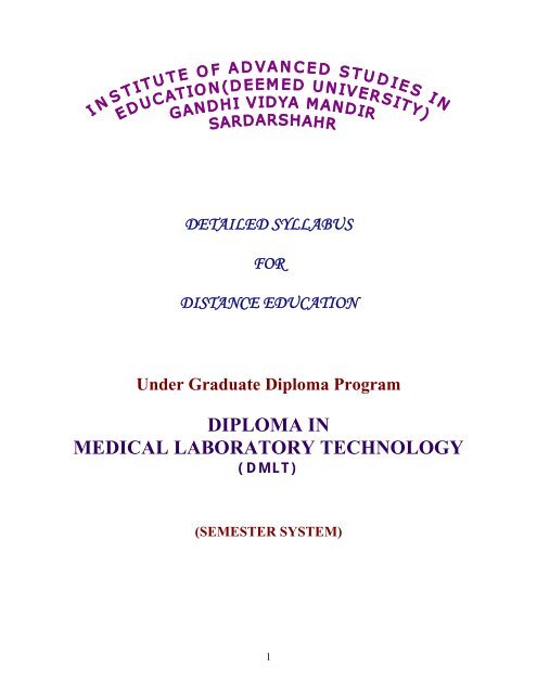 Diploma in Medical Laboratory Technology (DMLT) - IASE University