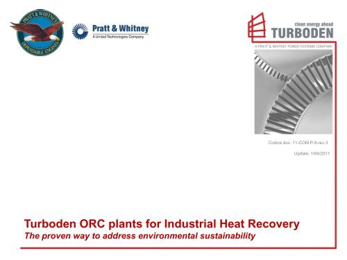 Turboden ORC plants for Industrial Heat Recovery