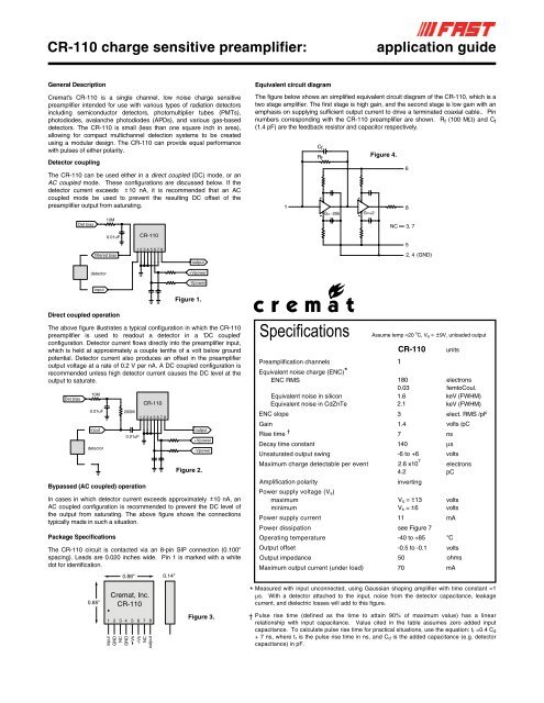 CR-110 charge sensitive preamplifier: application ... - FAST Comtec