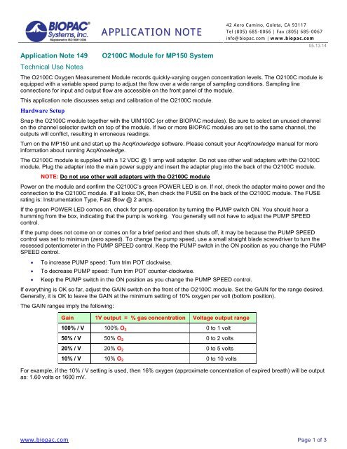 APPLICATION NOTE - Biopac