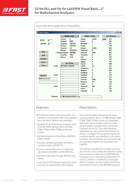 32-bit DLL and Vis for Labview Visual Basic - FAST Comtec