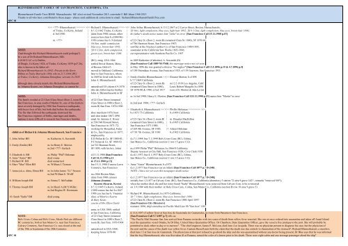 San Francisco, California - Blennerhassett Family Tree