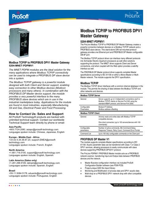 MNET PDPMV1 Datasheet - ProSoft Technology