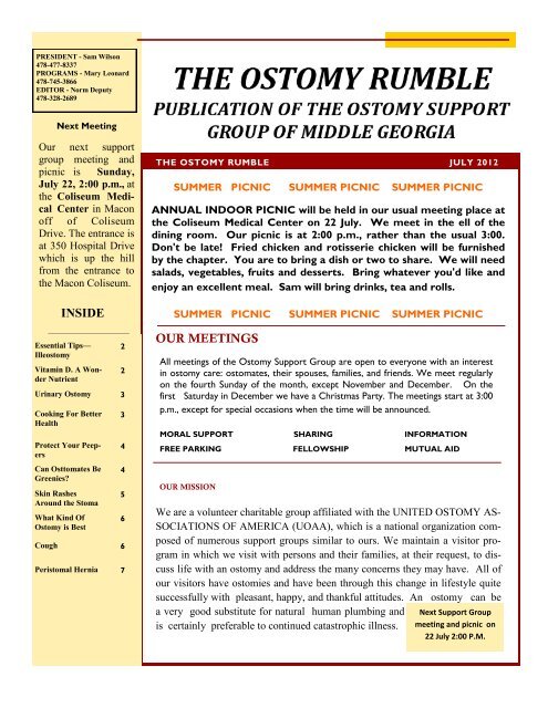 THE OSTOMY RUMBLE - OSTOMY SUPPORT GROUP OF MIDDLE ...