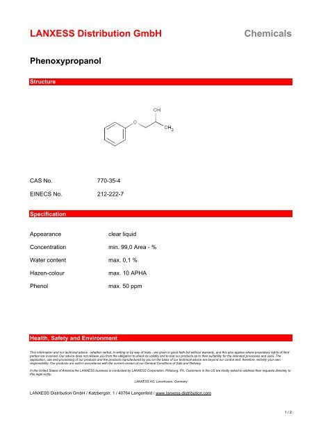 LANXESS Distribution GmbH Chemicals