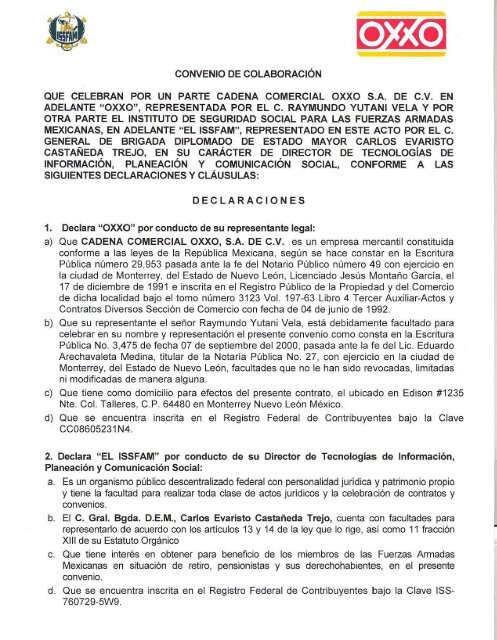 CONVENIO DE COLABORACiÃ N QUE CELEBRAN POR ... - Issfam