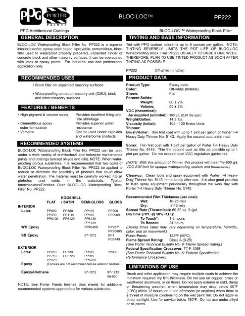 BLOC-LOCTM PP222 - PPG Industries