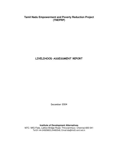 LIVELIHOOD ASSESSMENT REPORT - Tnrd.gov.in